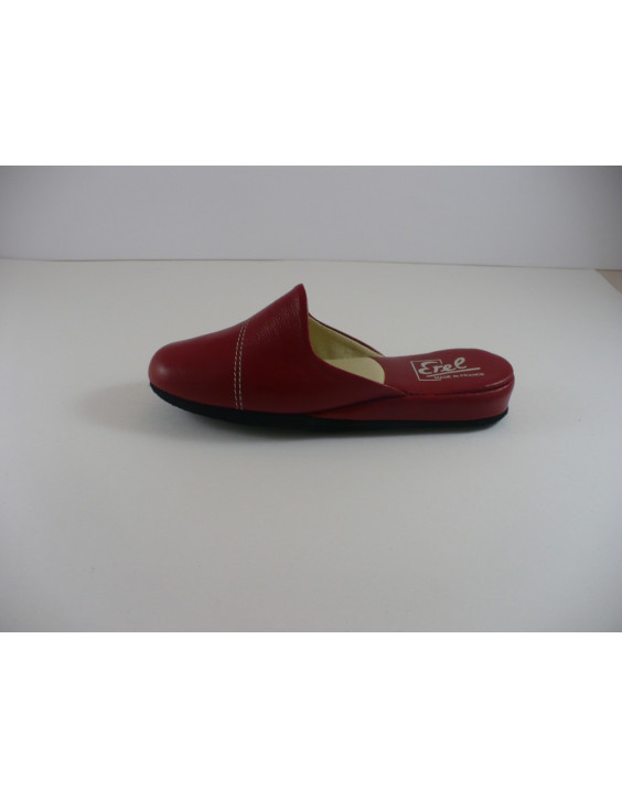 mule femme en cuir AUDE rouge Erel